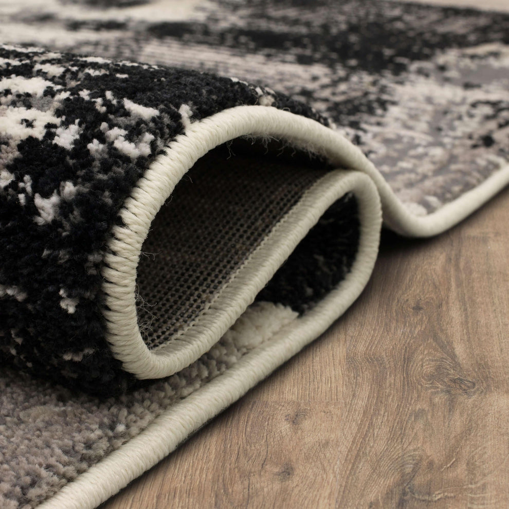 Agostino Brush Strokes Soot Rug | Elite Maison